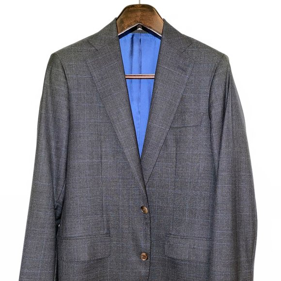 Suits & Blazers | Bespoke Gray Mens Suit 4r Blue Glen Plaid | Poshmark